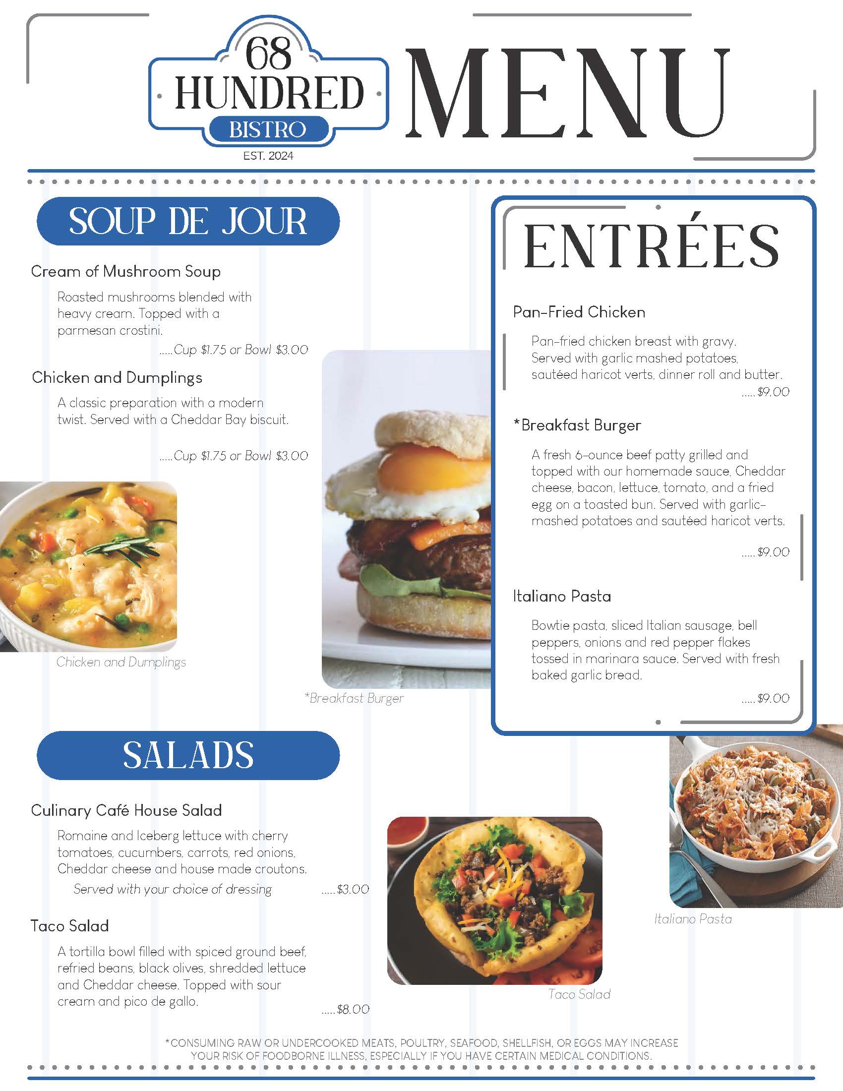 The 68 Hundred Bistro Menu for November 6-8, 2024 | Miami Valley Career ...